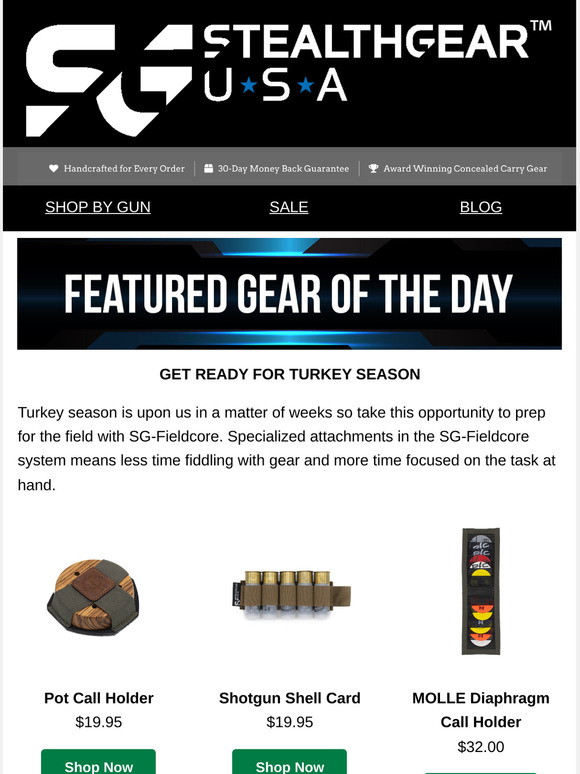 StealthGearUSA: Set up your turkey season loadout with SG-Fieldcore | Milled