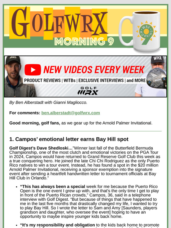 Ishikawa: Changes to Bay Hill 17th | Tiger, Rory led sides out of TGL ...