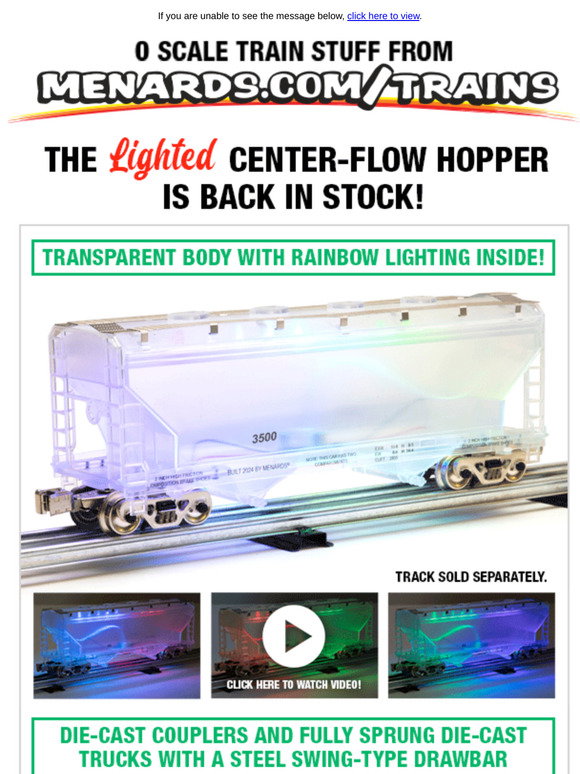 Menards: Our Lighted Hopper is Back in Stock! Hurry to Get Yours! | Milled
