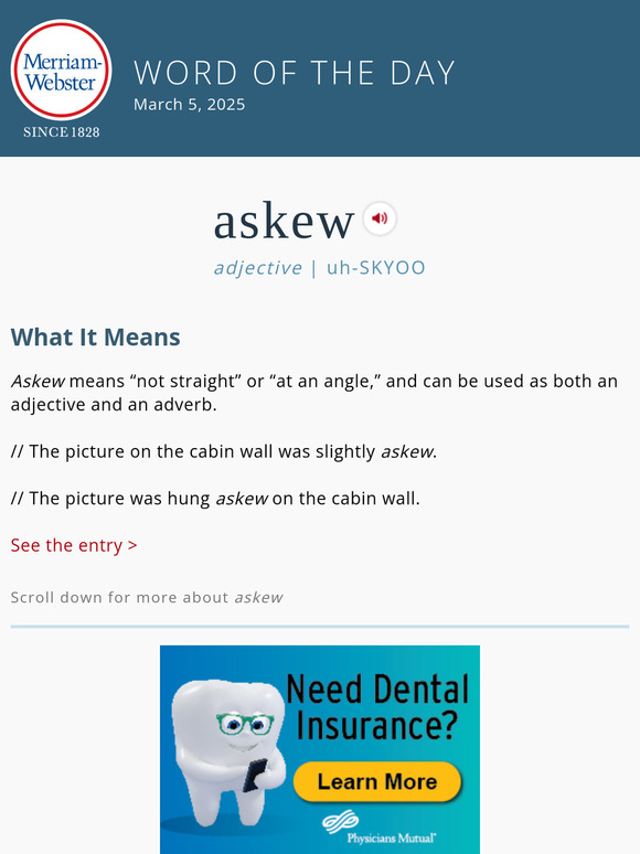 Merriam-Webster: Askew - plus, 8 Words for Lesser-Known Musical ...