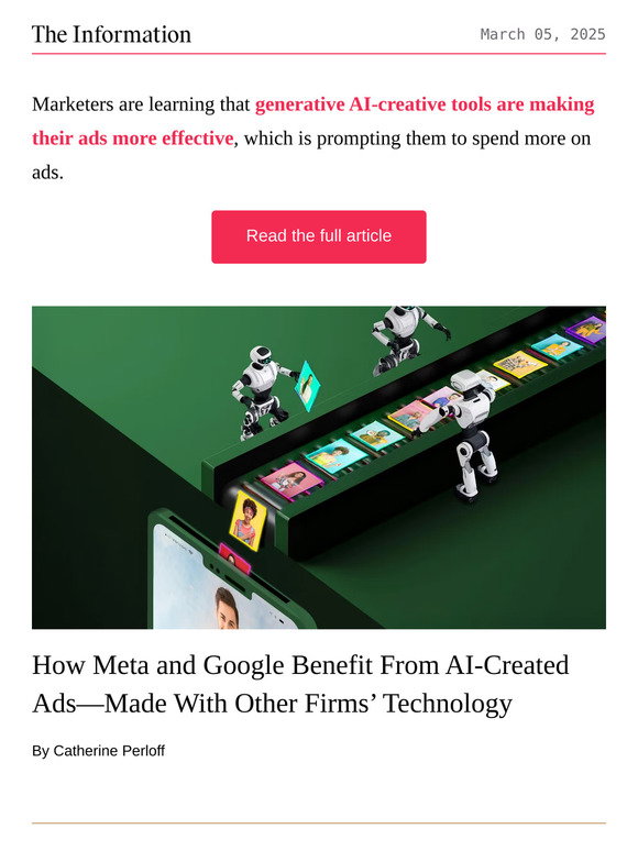 The Information: How Meta and Google Benefit From AI-Created Ads—Made ...