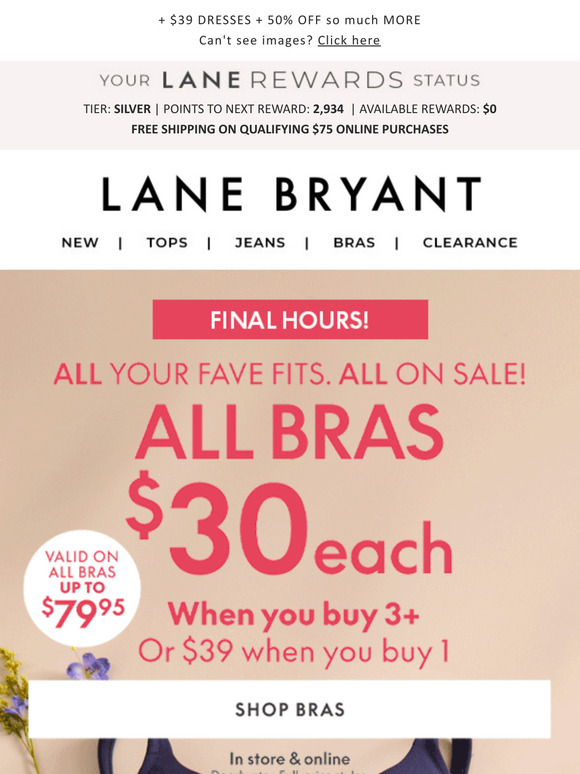 Lane Bryant: Final hours! ALL BRAS $30 (when you buy 3) | Milled