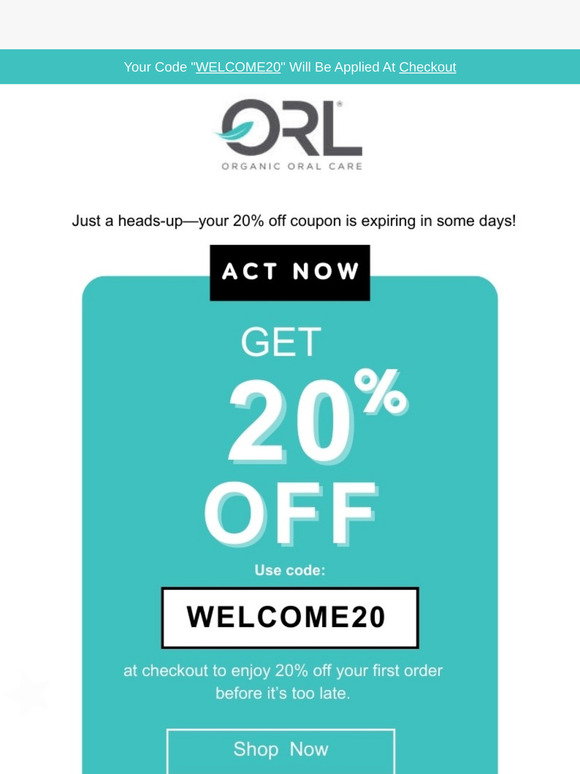 ORL Cares: Your 20% Off Coupon is Expiring Soon! | Milled