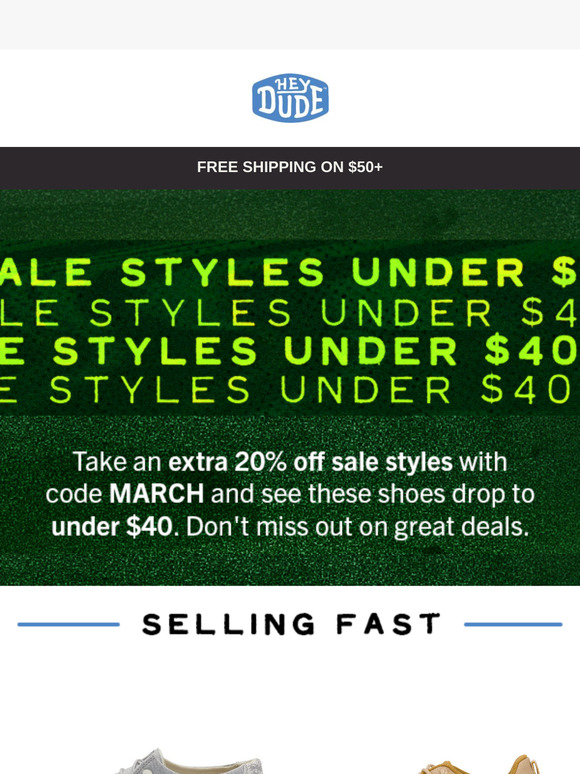 Hey Dude: Score shoes for under $40 with this code. | Milled