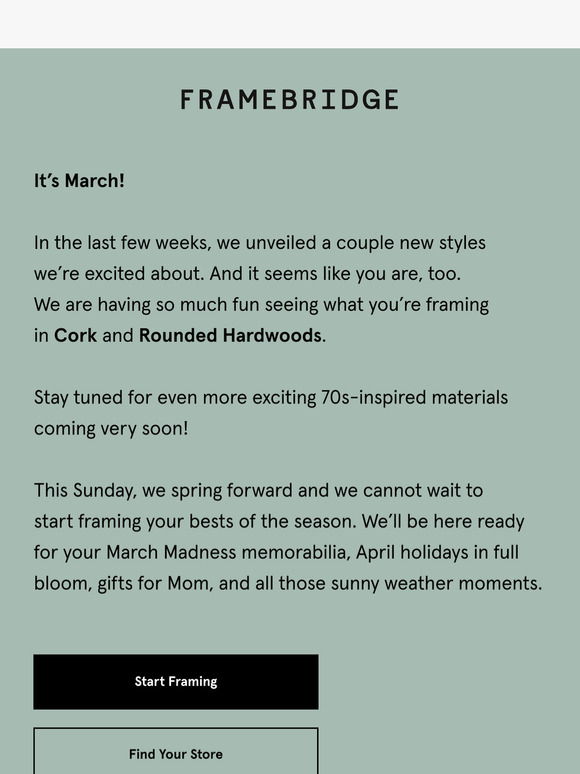 Framebridge: The Framebridge Flyer: March | Milled