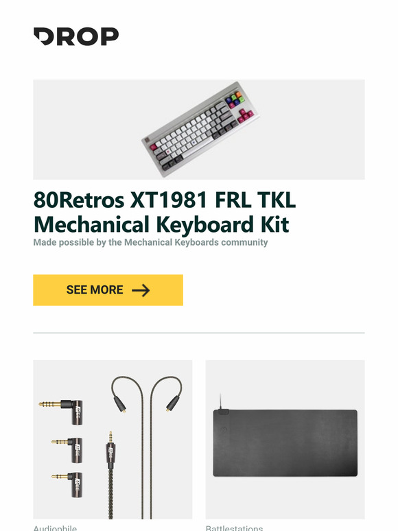 Drop: 80Retros XT1981 FRL TKL Mechanical Keyboard Kit, MEE Audio ...