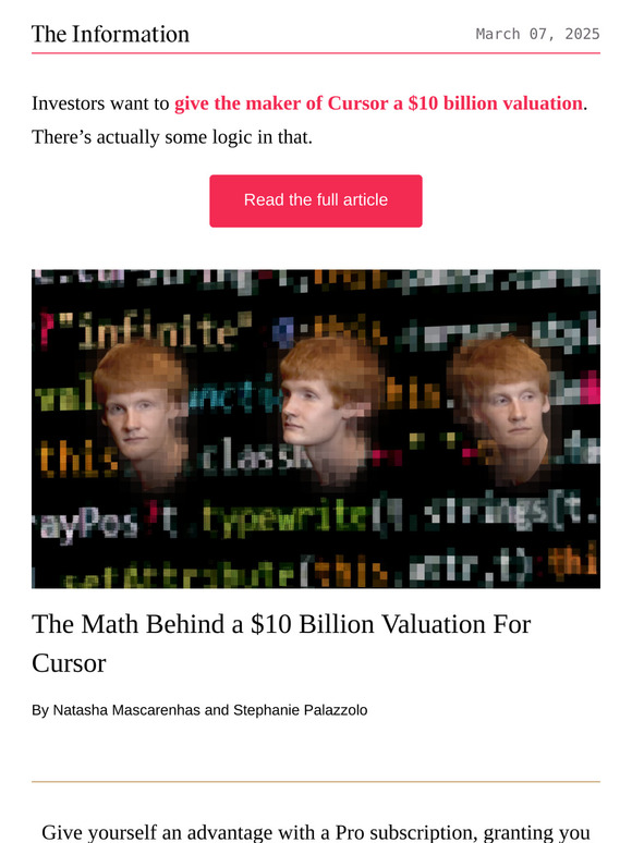 The Information: The Math Behind a $10 Billion Valuation For Cursor ...
