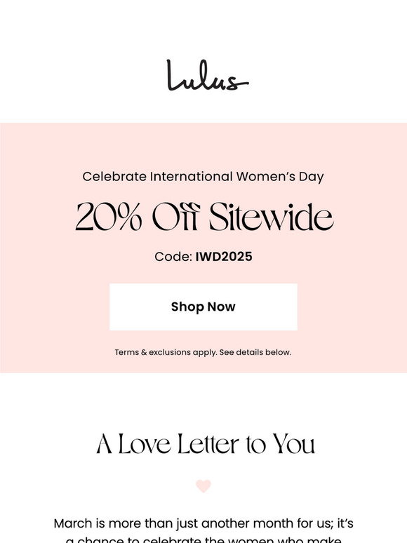 Lulus Email Newsletters: Shop Sales, Discounts, and Coupon Codes