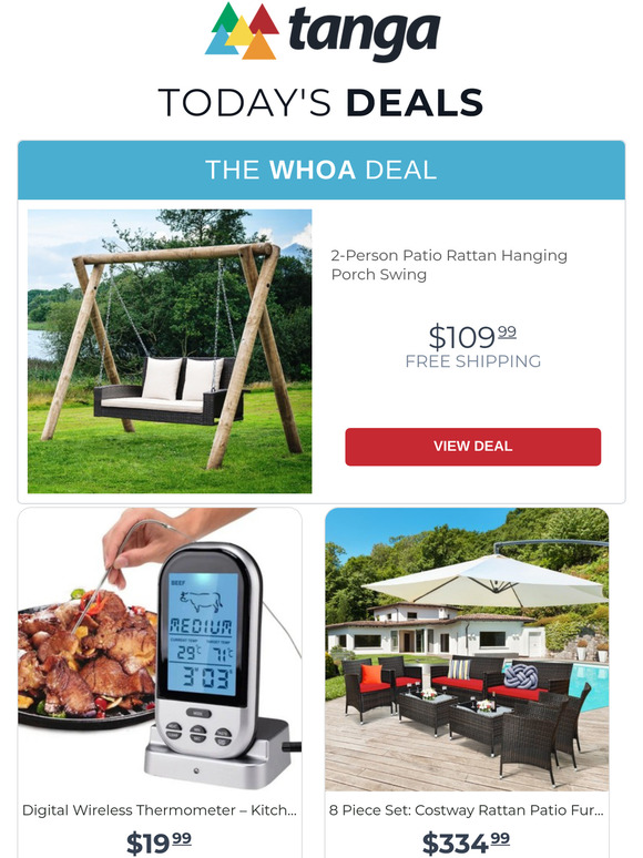 Tanga: 2-Person Patio Rattan Hanging Porch Swing | Digital Wireless ...