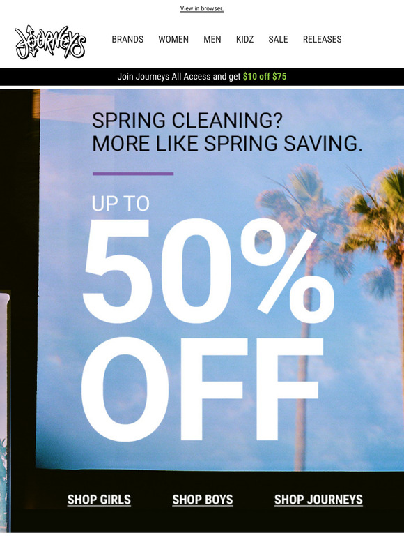 Journeys Email Newsletters: Shop Sales, Discounts, and Coupon Codes