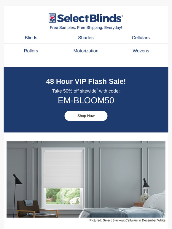 Select Blinds: Hey VIP: Here's a 50% Off Code | Milled