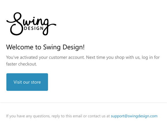 Swing Design: Customer account confirmation | Milled