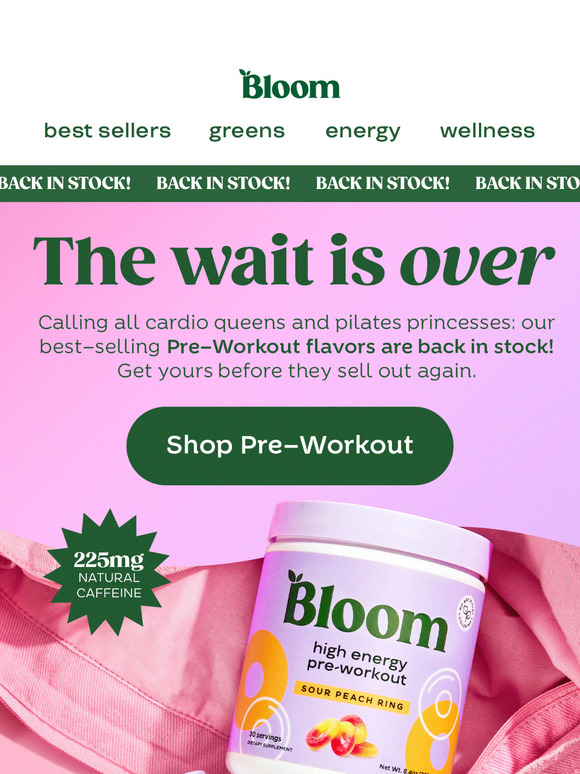 Bloom Nutrition: 🔥 PSA: pre-workout is FINALLY back 🔥 | Milled