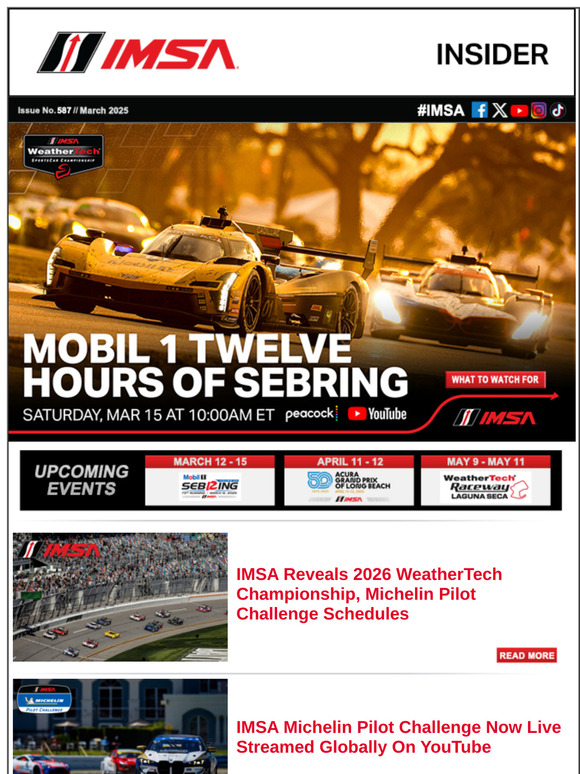 IMSA: 2026 IMSA Schedules Revealed at Sebring | Milled