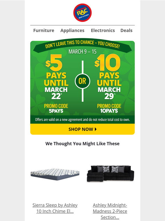 Rent-A-Center: Final Days To Choose Your Lucky Offer 🍀 | Milled