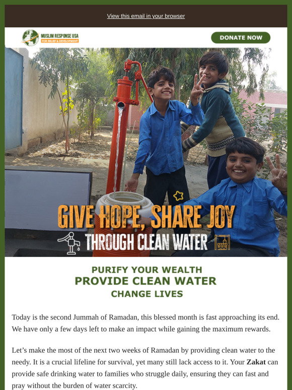 Muslim Response USA: This Jummah, Give The Gift Of Clean Water ...