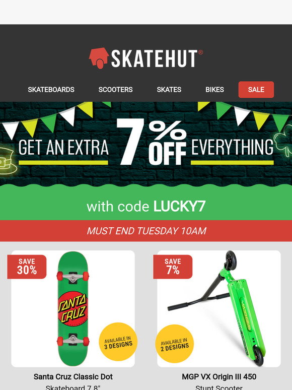 SkateHut: , Lucky You ☘️ Get An Extra Discount With This Code! | Milled