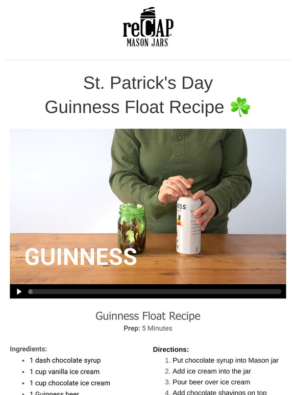Mason Jars: Recipe: Guinness Float ☘️ | Milled