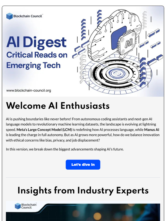 Blockchain Council: 🚀AI Breakthroughs: Meta’s LCM, Manus AI & The ...