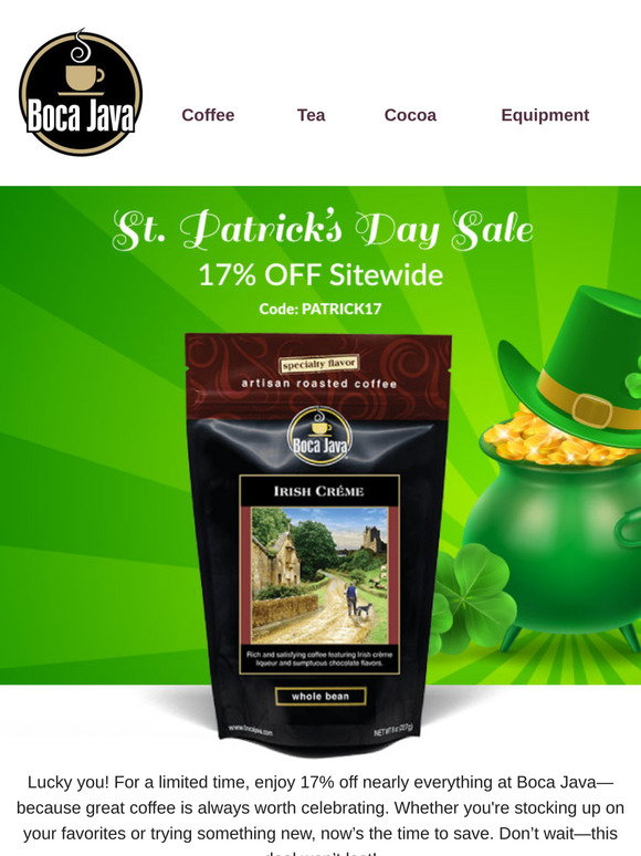 Boca Java: Save a Little Green this St. Patrick's Day 💵 ️ | Milled