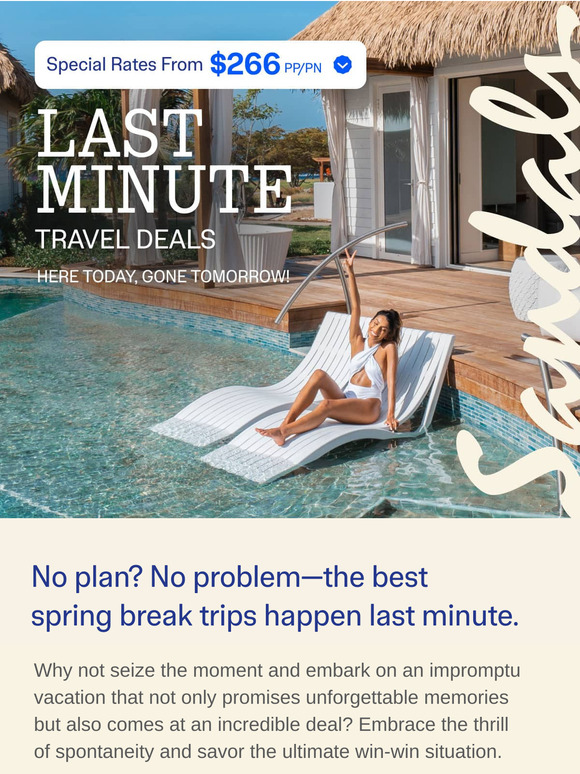 Sandals Resorts: We've got something to show you! Escape routine ...