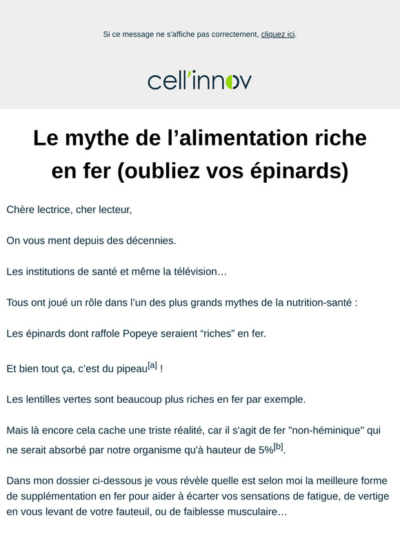 Cellinnov: Le mythe de l’alimentation riche en fer (oubliez vos ...