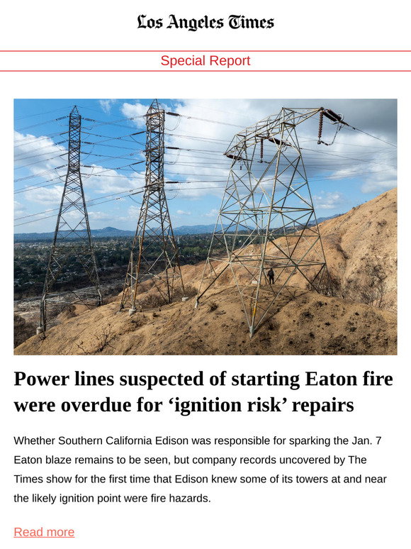 Los Angeles Times: Edison power lines in Eaton were overdue for ...