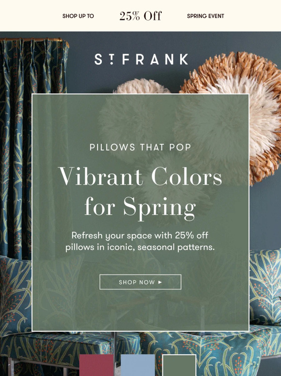 St. Frank: Pile on pillows at 25% off | Milled