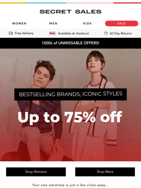 Secret Sales: TOP brands, ICONIC styles! Up to 75% off | Milled