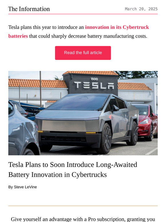The Information: Exclusive: Tesla Plans to Soon Introduce Long-Awaited ...