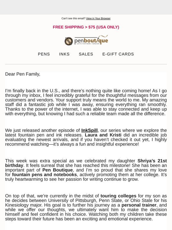 Pen Boutique: Back Home, InkSpill Updates & who has a Special Birthday ...