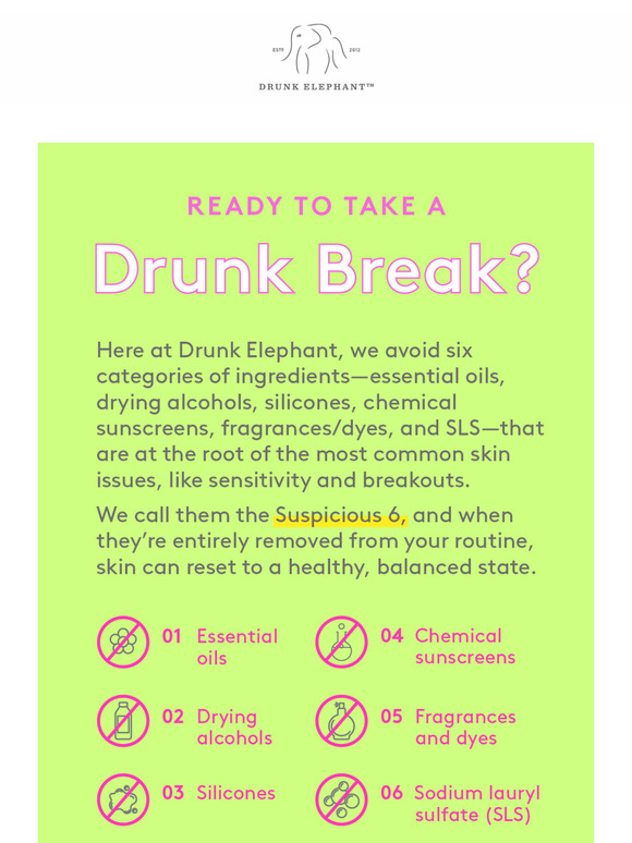 Drunk Elephant Email Newsletters: Shop Sales, Discounts, and Coupon Codes