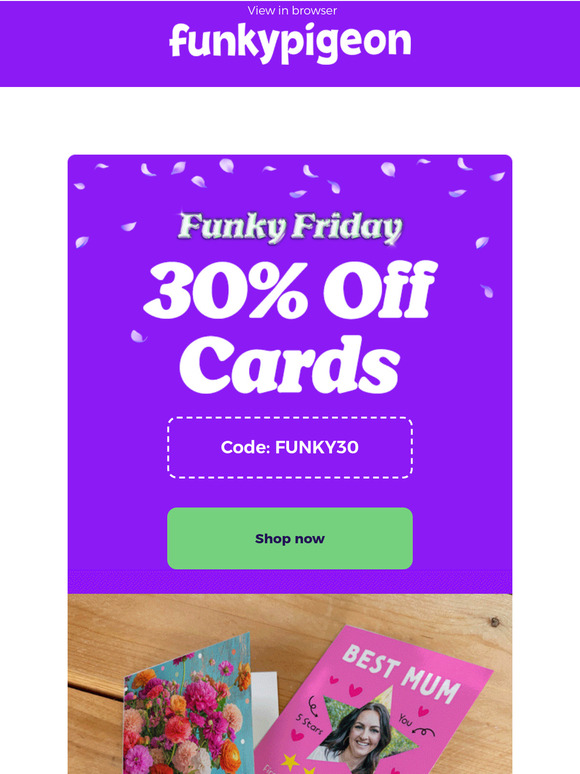 Funky Pigeon: Your Funky Friday discount awaits 🎉 | Milled