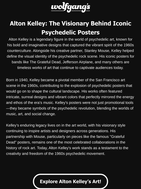 Wolfgang's Vault: Discover Alton Kelley's Psychedelic Masterpieces | Milled