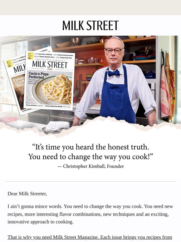 Milk Street Kitchen: You've Been Selected to Receive Milk Street ...