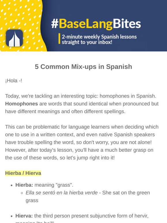 BaseLang: Spanish Homophones: 5 Common Mix-ups | Milled
