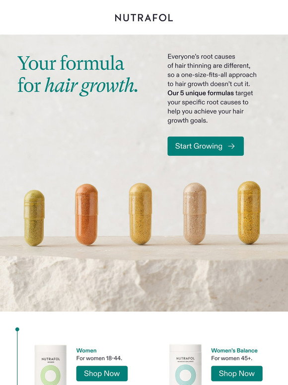 Nutrafol: Hair growth formulas made for you. | Milled