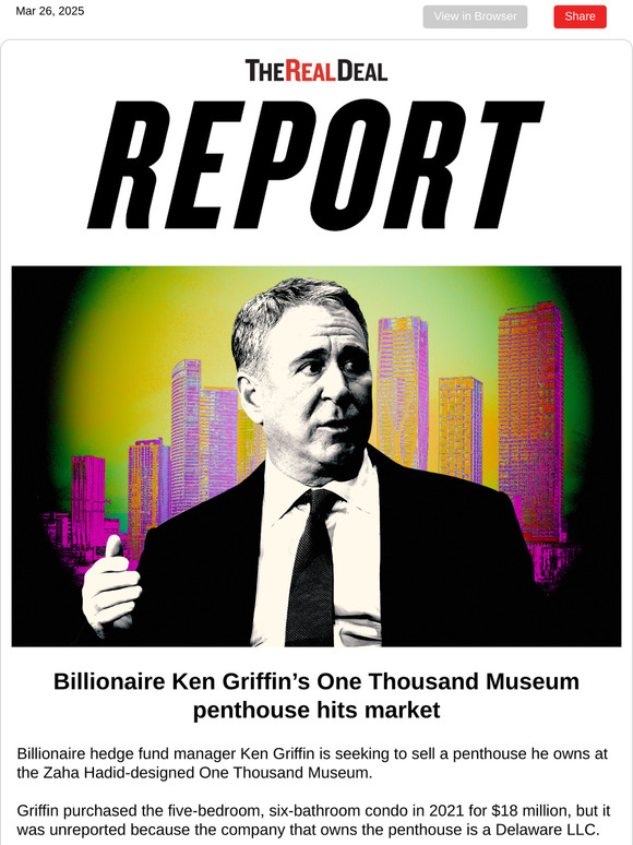 The Real Deal: Special report: Ken Griffin’s One Thousand Museum ...