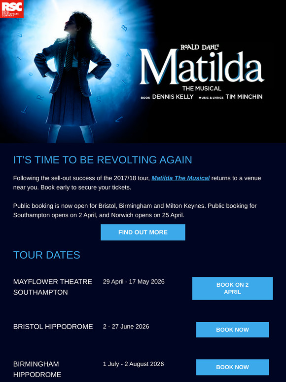 Matilda The Musical: Public Booking for Matilda The Musical UK ...