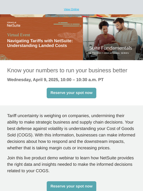 NetSuite: Virtual Event: Navigating Tariffs with NetSuite ...