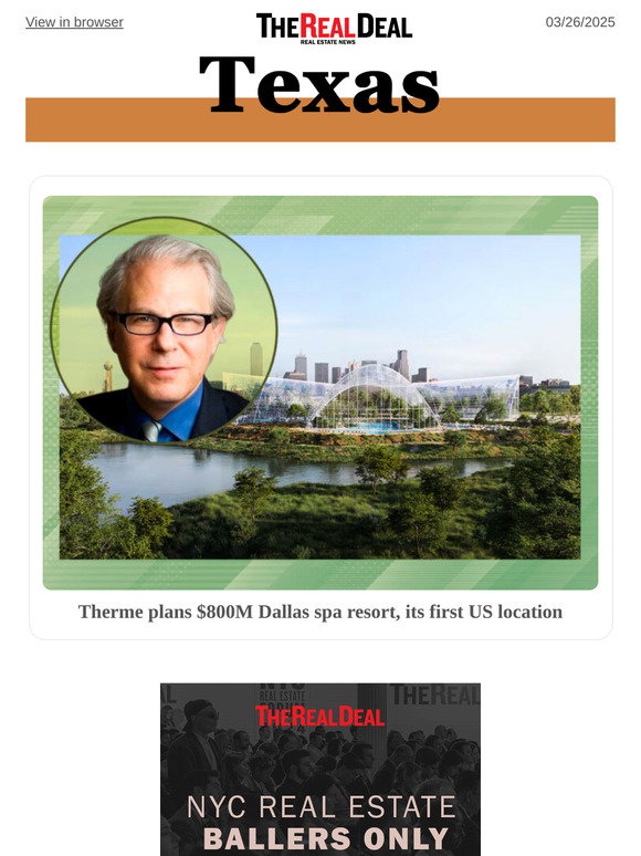 The Real Deal: Therme plans $800M Dallas spa resort; Amli Residential ...