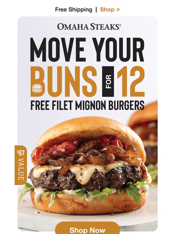 Omaha Steaks: 🍔 12 FREE filet mignon burgers & FREE shipping. | Milled