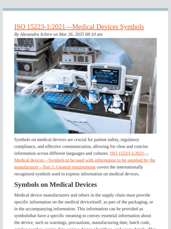 ANSI: New from the ANSI Blog: ISO 15223-1:2021—Medical Devices Symbols | Milled