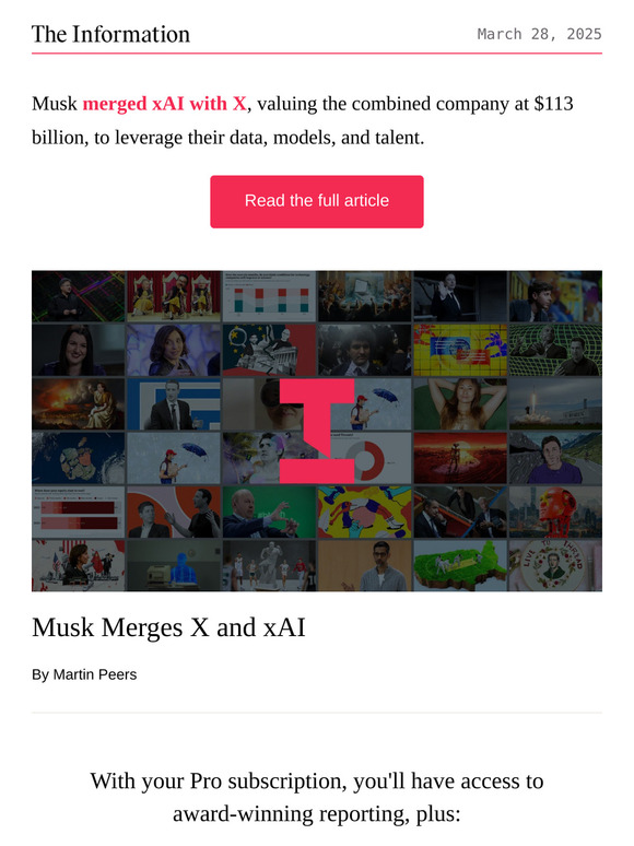 The Information: Breaking: Musk Merges X and xAI | Milled