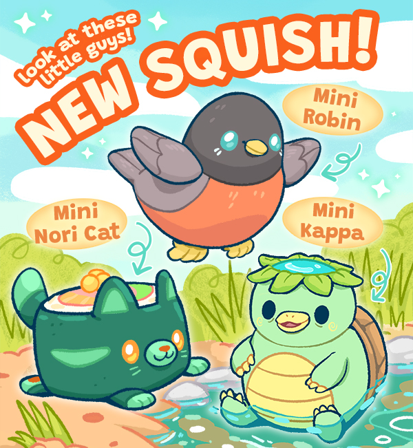 Squishable: You have a terrible case of maturity! I prescribe the new Nori Cat, Robin & Kappa ...