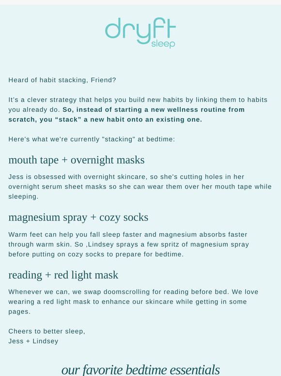 Dryft Sleep: "habit stacking" is going viral | Milled