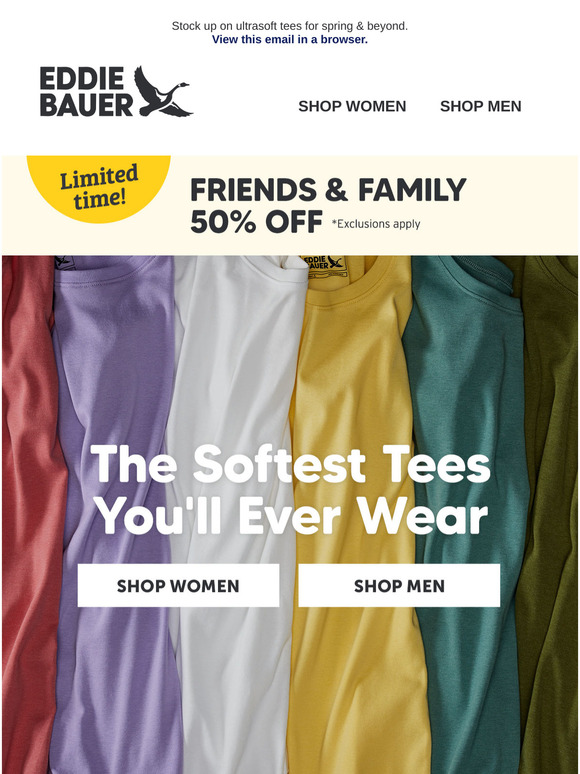 Eddie Bauer: Friends & Family Sale 50% Off Sitewide | Milled