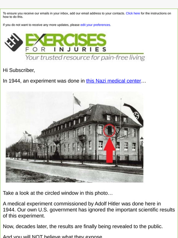 Exercises For Injuries: In 1944, an experiment was done in this Nazi ...