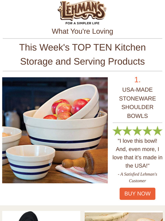 Lehman's: 10...9...8...Your Top 10 Kitchen Storage and Serving Products ...