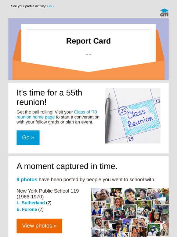 Classmates: Classmates report card for — —! | Milled